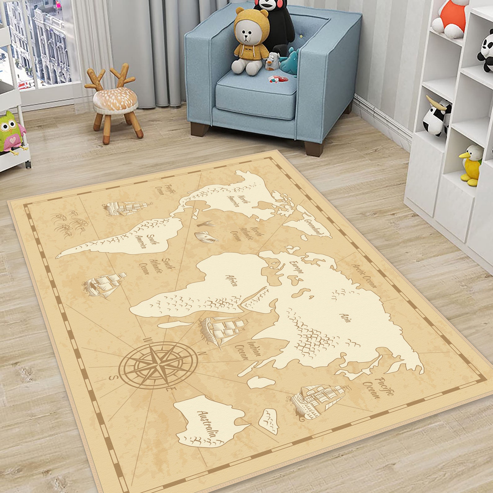 World Map for Kids Rug, Child Room Rug, Animals Rug, Gift for Kids ...