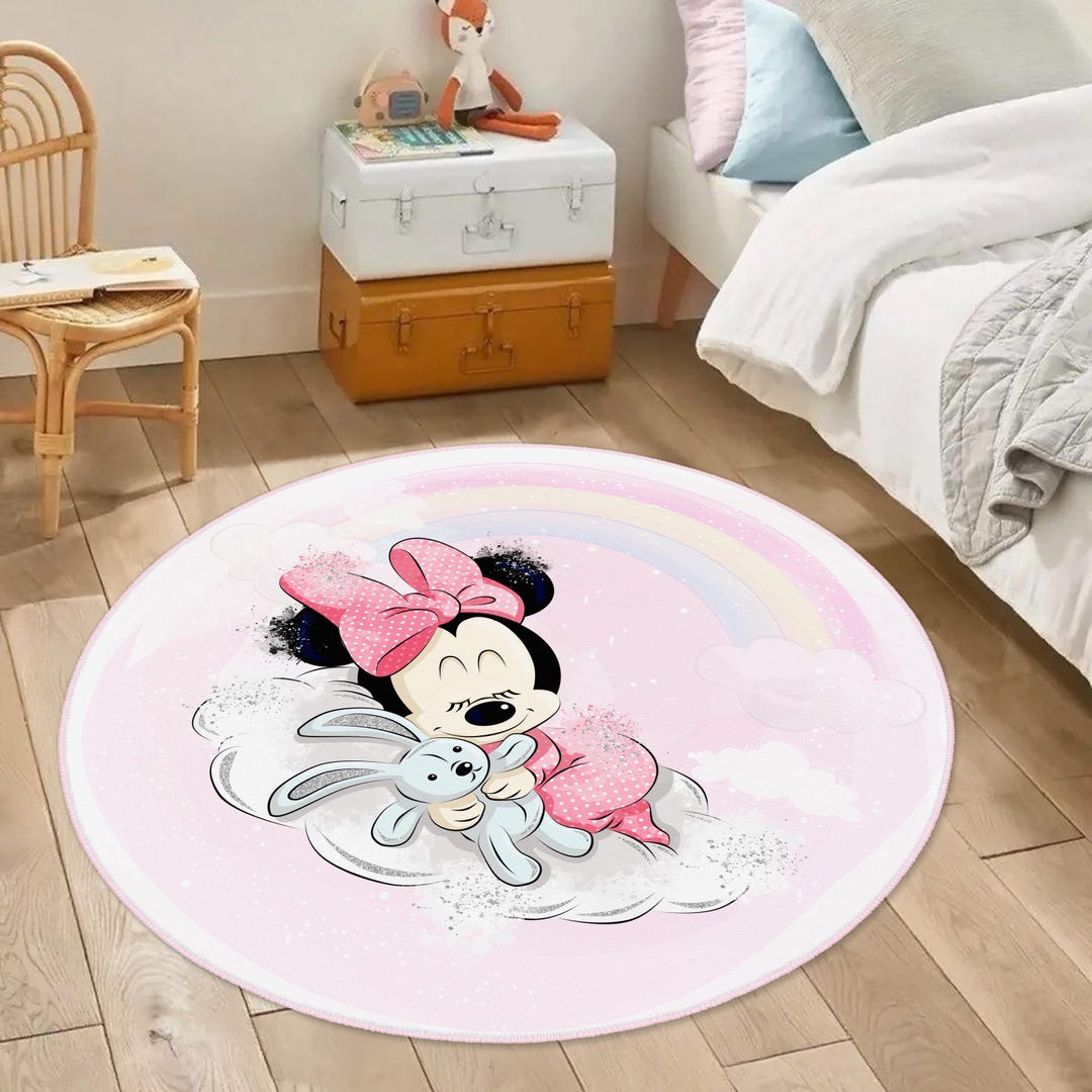 Mickey Mouse Rug, Sleeping Mickey Rug,washable Round Nursery Rug ...