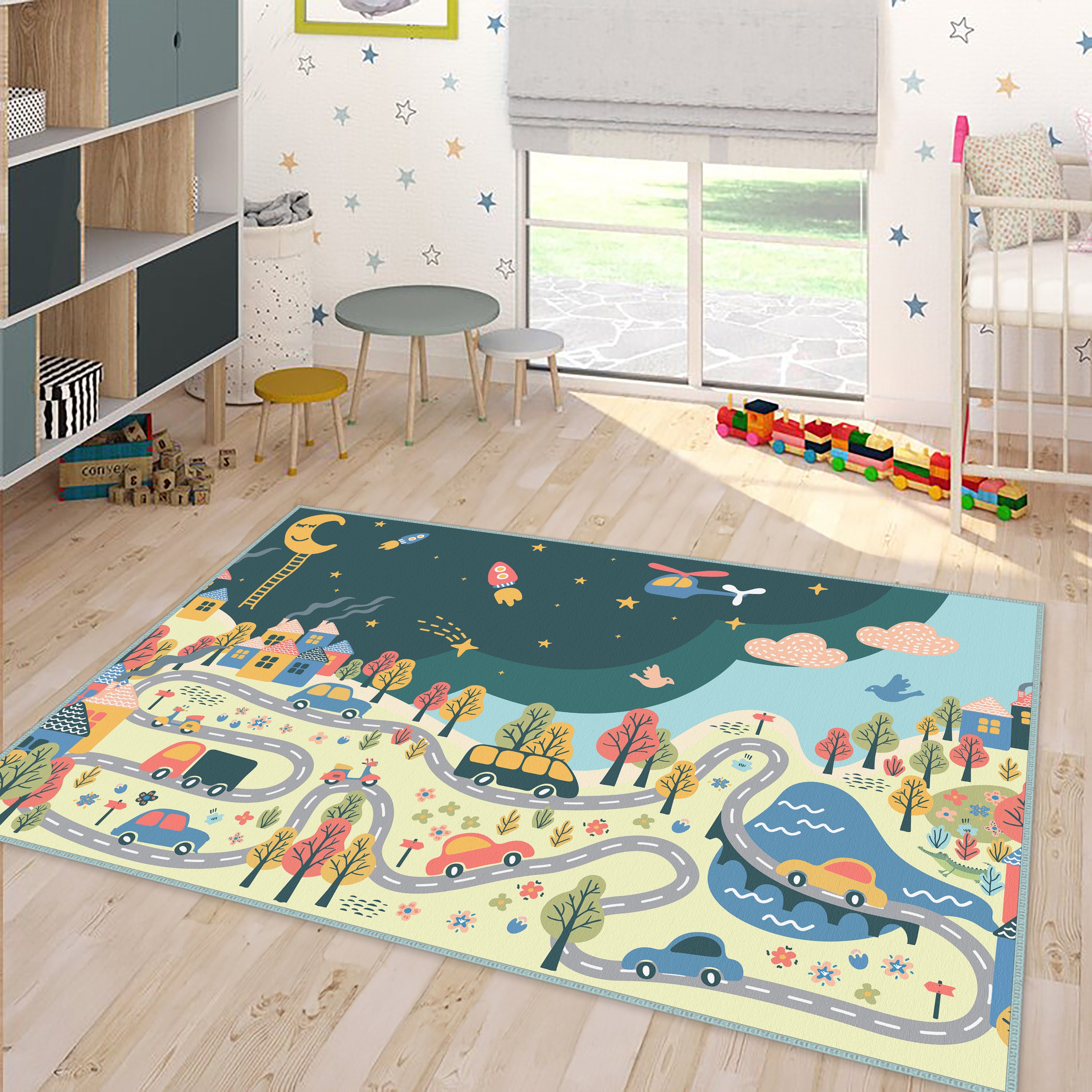 Road Activity Rug|car Rectangular Toddler Carpet Trip Nursery Rug|route ...