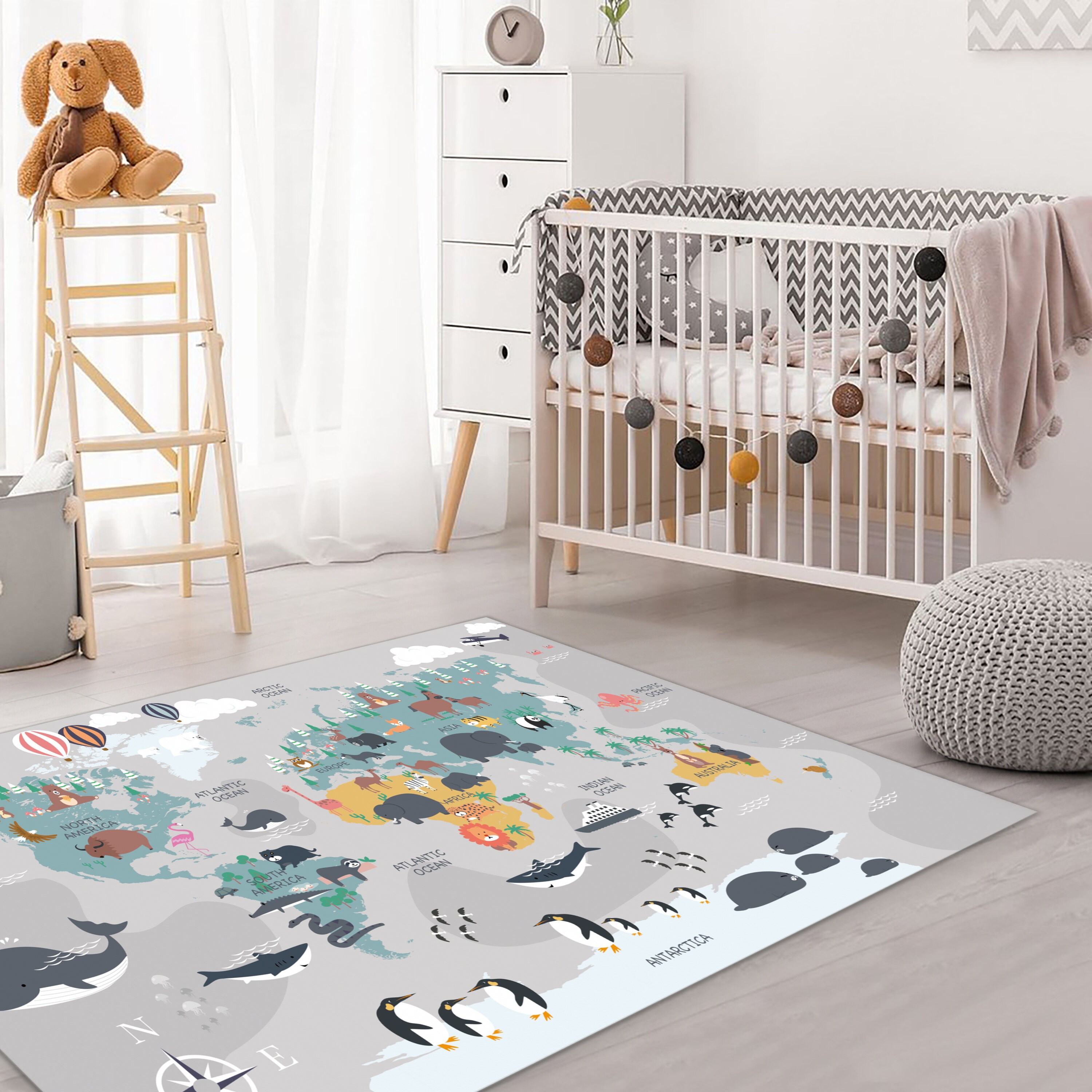 World Map for Kids Rug, Child Room Rug, Front Door Rugs, Kids Rugs ...