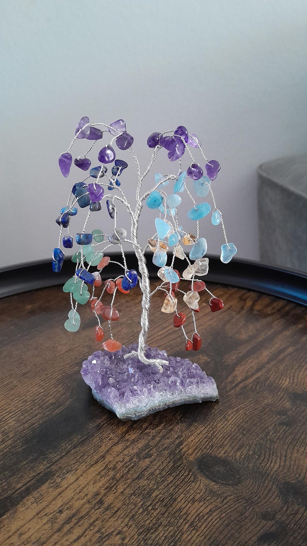 7 Chakra Crystal Tree, Tree of Life, Amethyst Druze Base, Rainbow ...