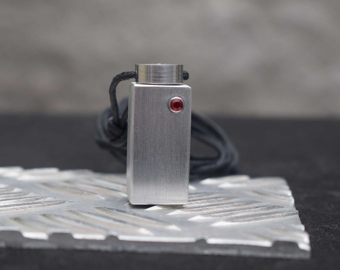 Container, Aluminum and Stainless Steel Reliquary With Red Glass ...