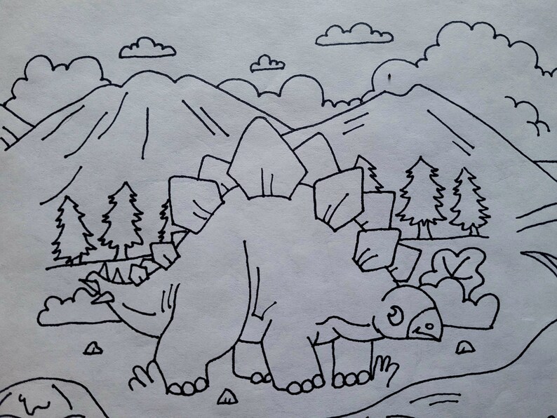 Dinosaur Coloring Poster - Etsy