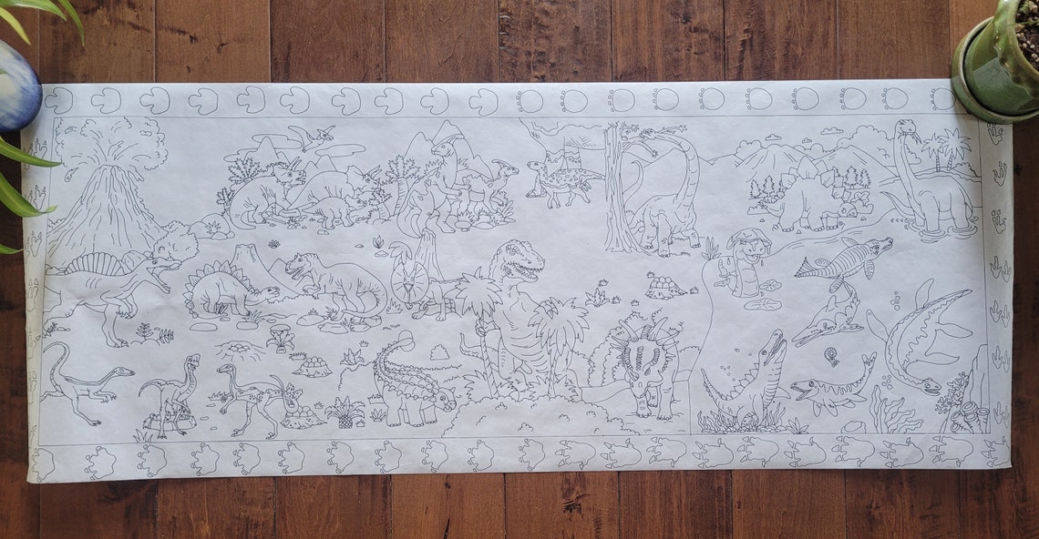 Dinosaur Coloring Poster - Etsy