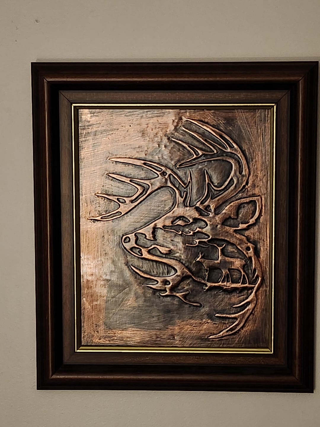 Hand-tooled, Antiqued Copper Relief of Buck With Does. - Etsy