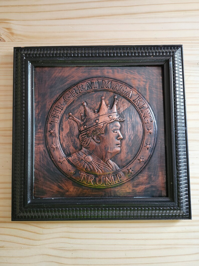 Hand-tooled, Antiqued Copper Relief of Donald Trump, the MAGA King. - Etsy