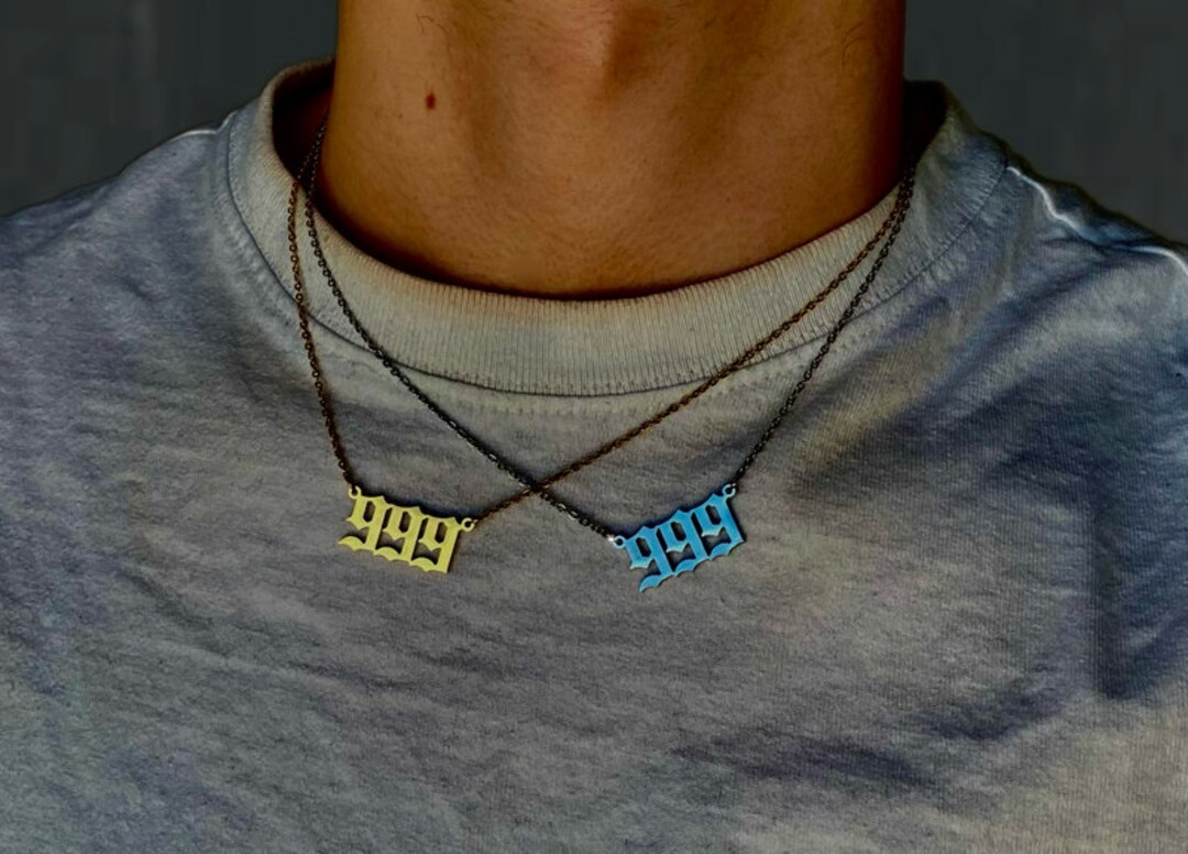 Necklace With 999 Angel Number Pendant Vintage Style Unisex With Clasp ...