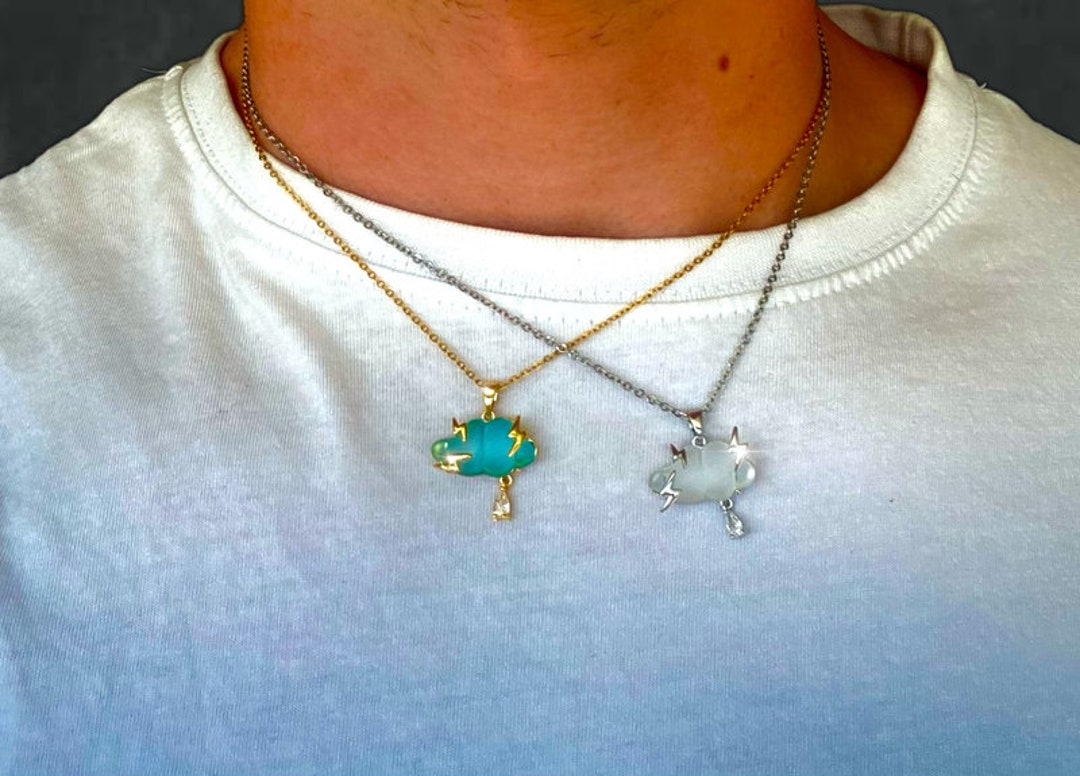 Thunderstorm Necklace, Cloud Necklace, Lightning Pendant, Space Pendant ...