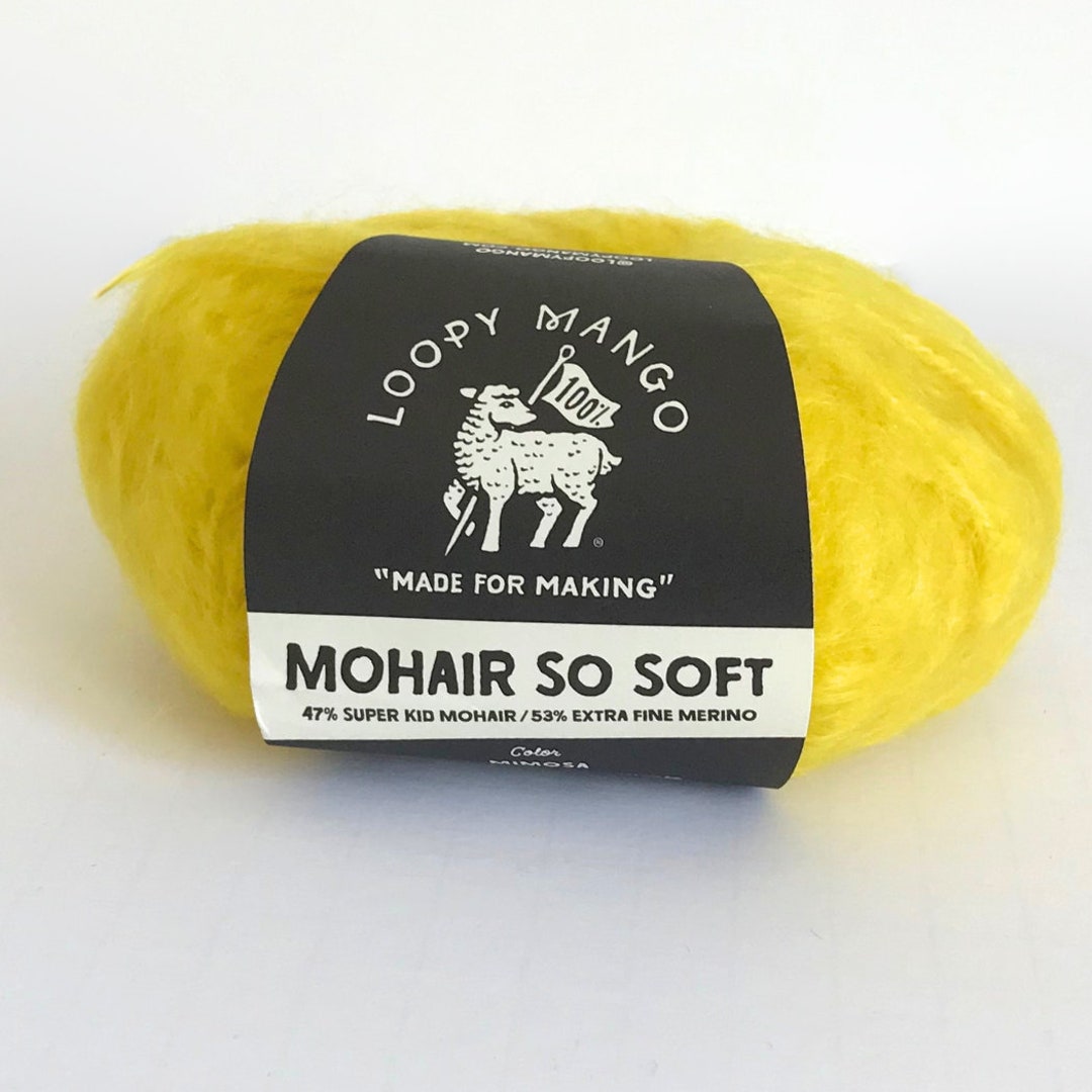 Yellow Mohair so Soft - Loopy Mango Yarn - Color Mimosa - Merino Wool ...