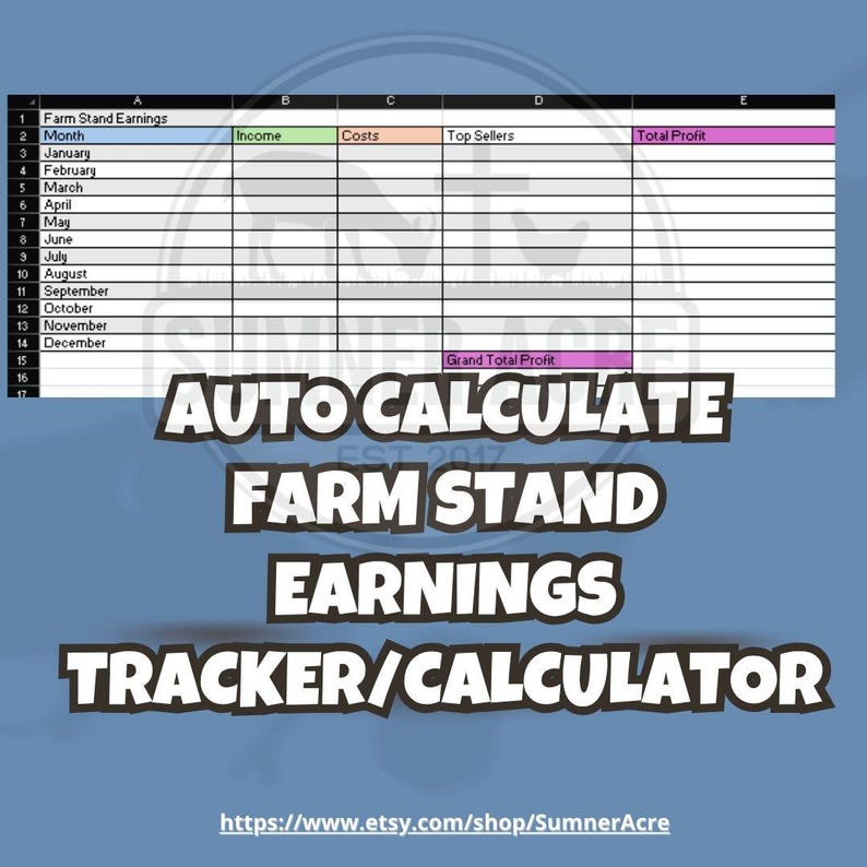 Auto-calculating: Farm Stand & Farmers Market Spreadsheet | Recipe Cost ...