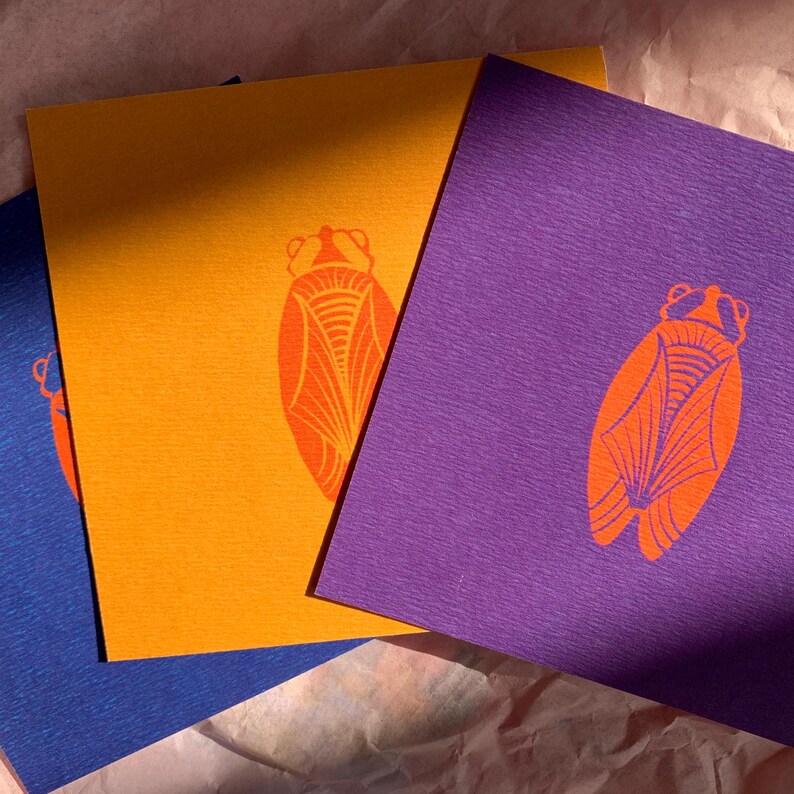 Card 10x10cm - Cicada - Textured Paper 320gr - Etsy