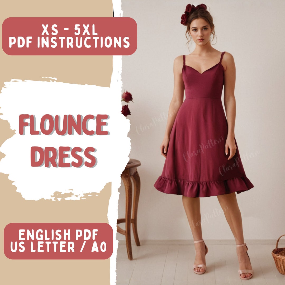 Women Straps Dress Sewing Pattern | Bridesmaid Dress Pattern | Flounce ...