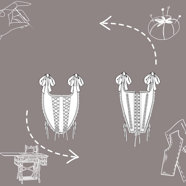 Corset Sewing Pattern PDF, Fantasy Costume, Cottagecore Corset, Concert ...