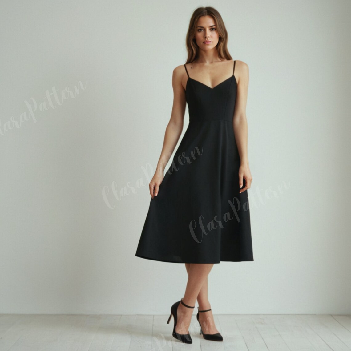 Straps Ruffle Midi Dress Sewing Pattern: Beginner Friendly (PDF Pattern ...