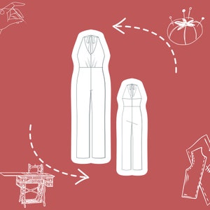 Evening Jumpsuit Sewing Pattern, PDF Digital Halter Neck Design, DIY ...