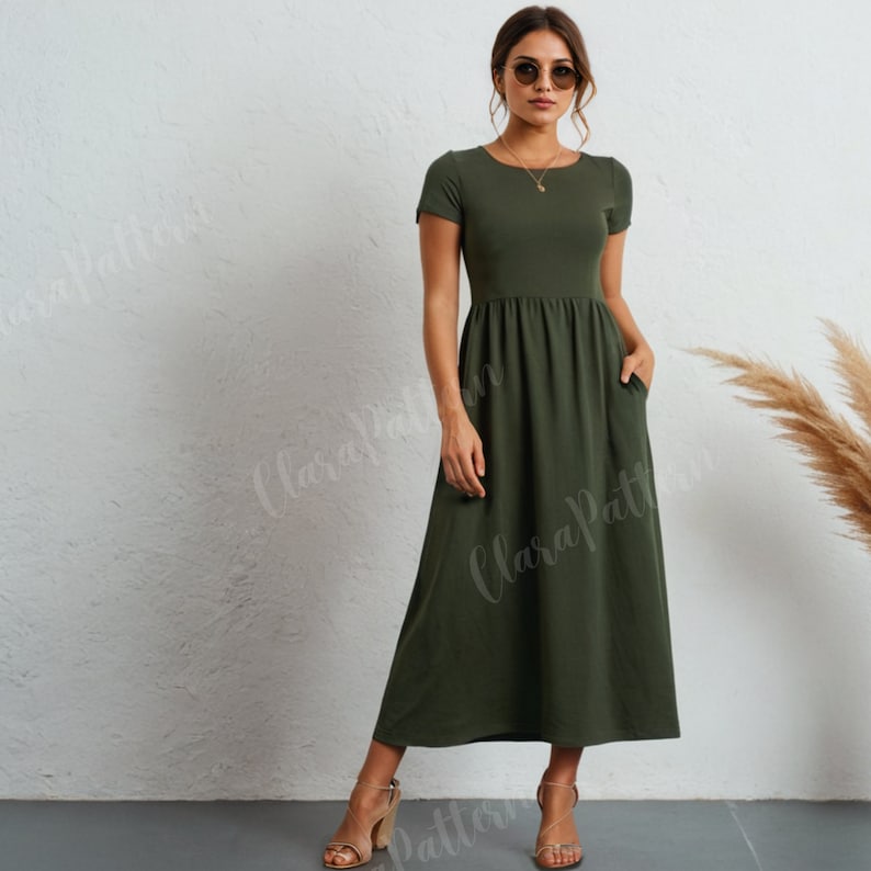Women's Smock Linen Dress Sewing Pattern: Easy Gathered Style (PDF ...