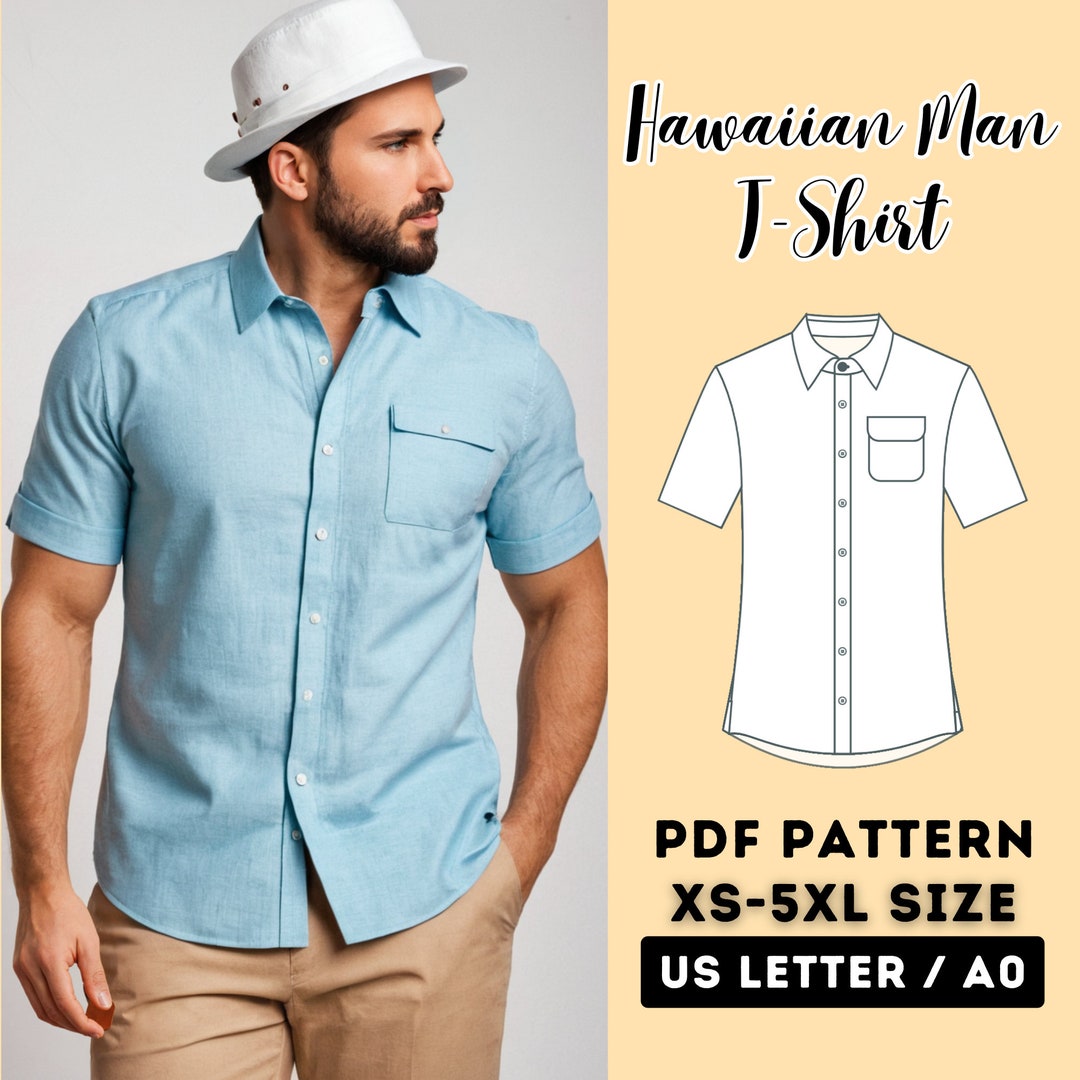 Man Short Sleeve Pocket Shirt Pattern, Men Summer T Shirt Sewing ...