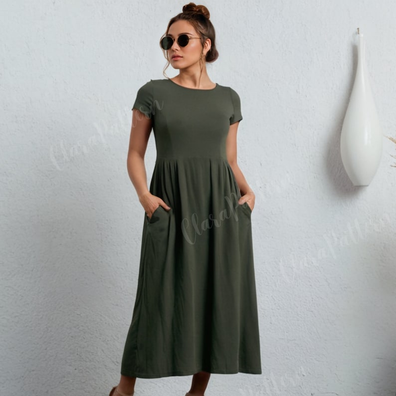 Women's Smock Linen Dress Sewing Pattern: Easy Gathered Style (PDF ...