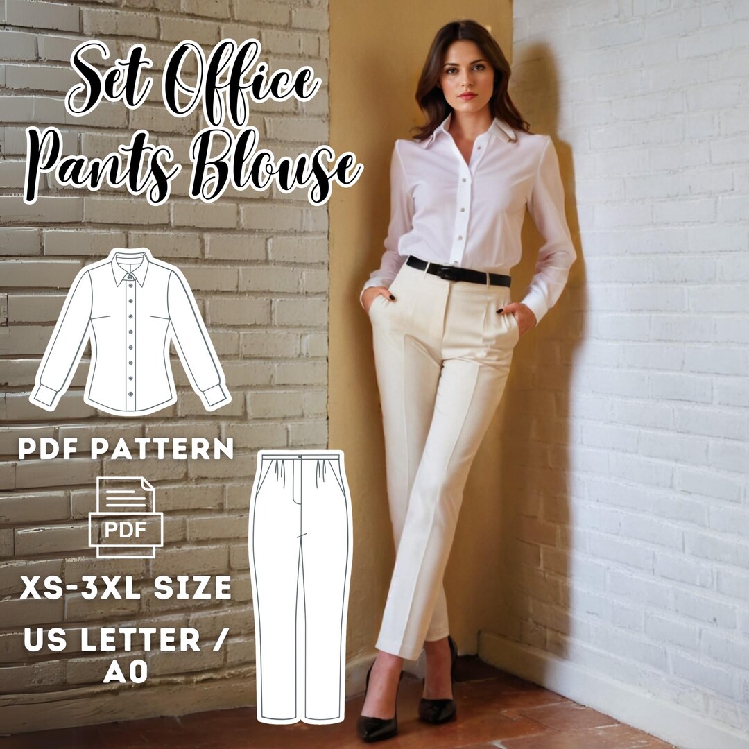 Blouse and Pants Sewing Pattern Set: Women's Classic Suit (PDF) - Etsy