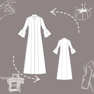 Ruffle Sleeve African Dress Sewing Pattern: Women's XS-5XL (PDF Pattern ...