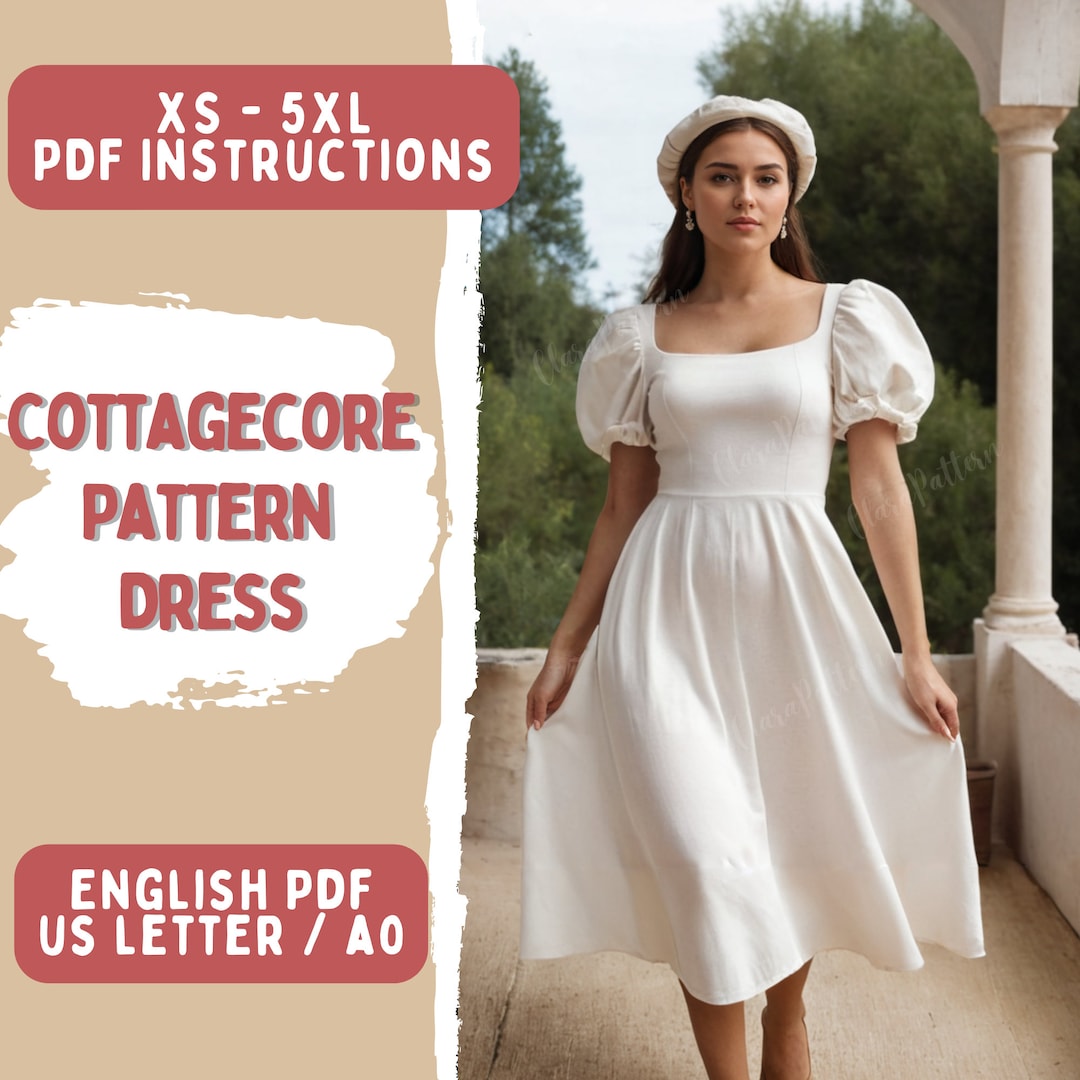 Cottagecore Dress Sewing Pattern: Bishop Sleeve, XS-5XL (PDF) - Etsy
