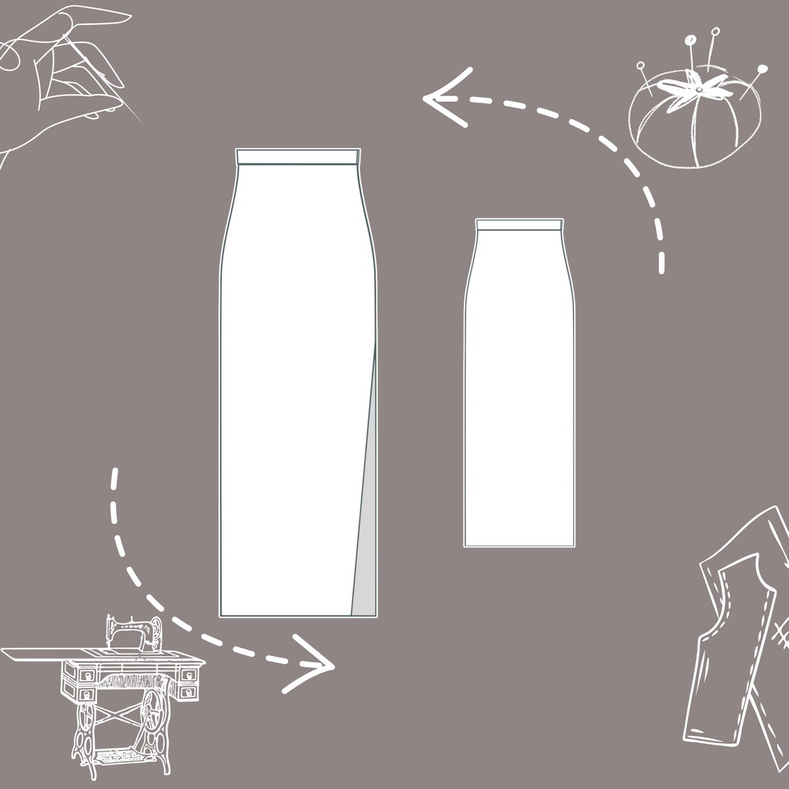 Split Skirt and Crop Top Sewing Pattern: Women's XS-5XL (PDF Pattern ...