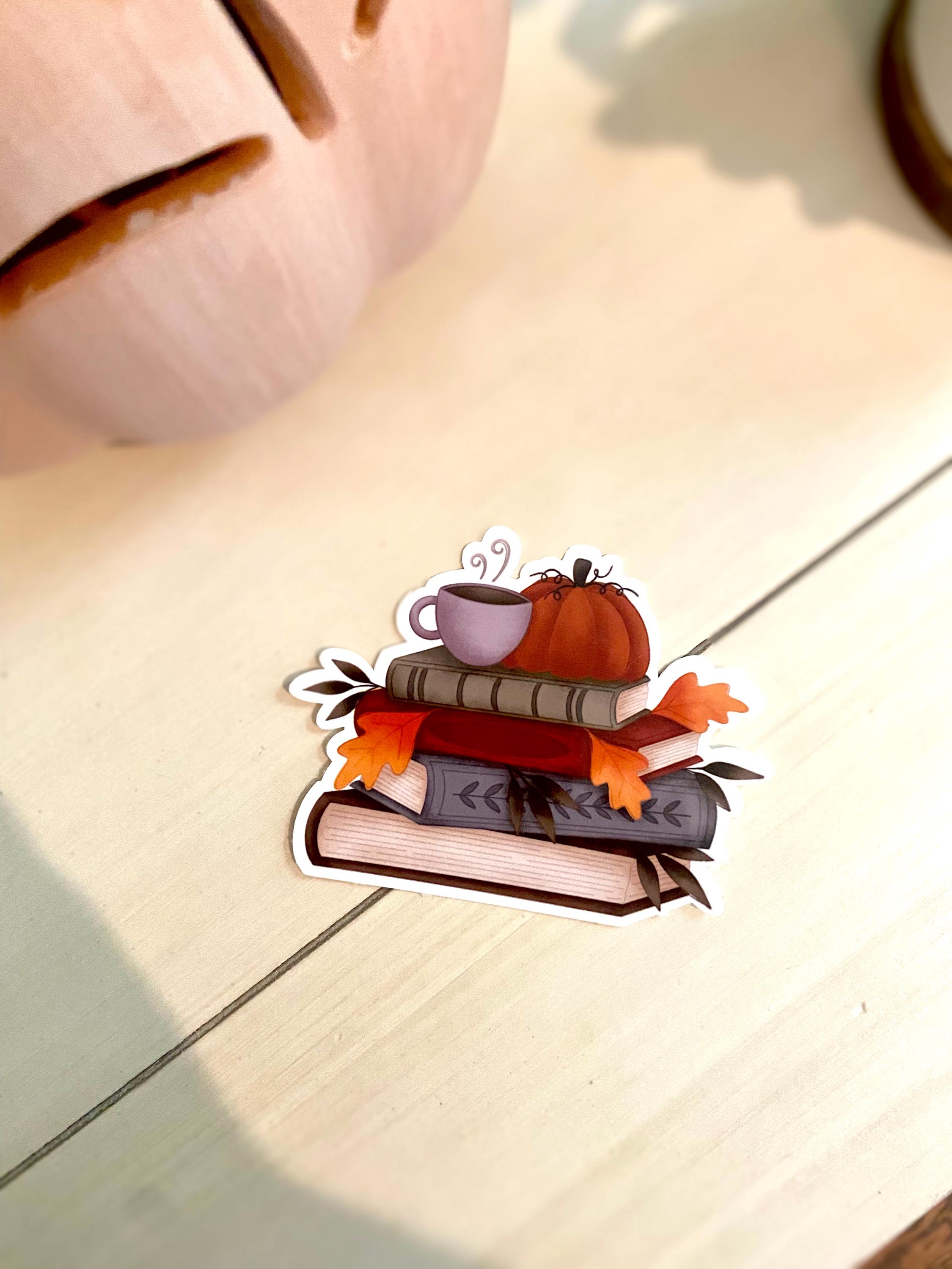 Fall Book Stack Sticker, Book Sticker, Fall Sticker, Autumn Sticker ...