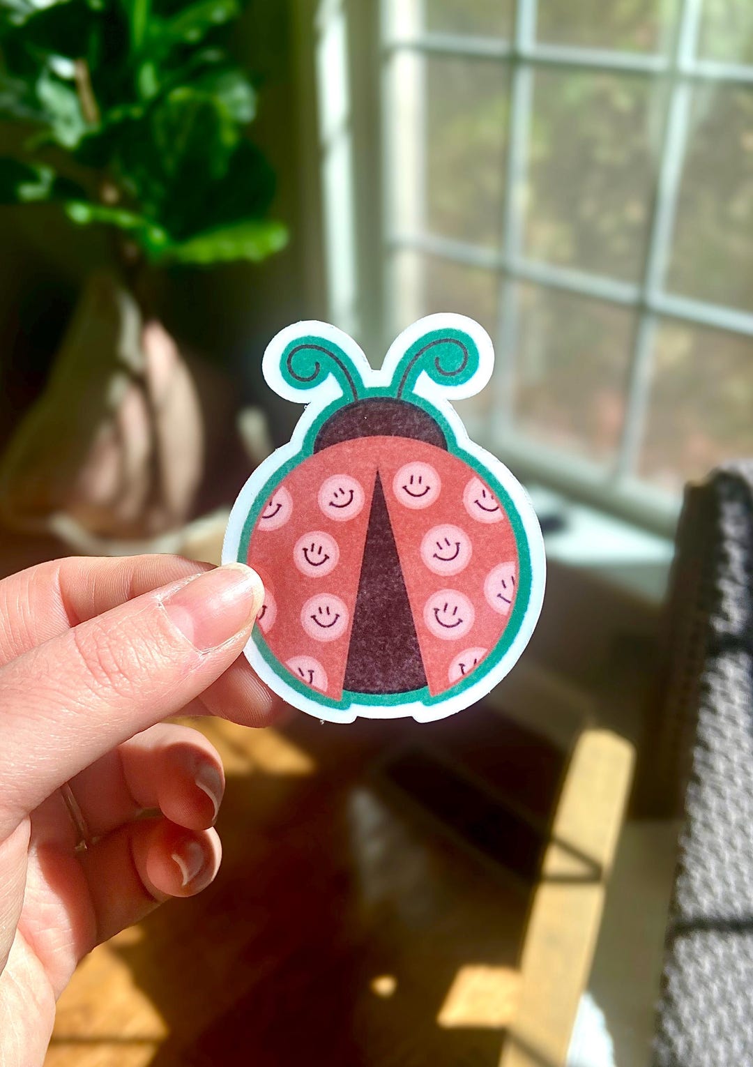 Ladybug Sticker, Smiley Ladybug, Happy Ladybug, Laptop Sticker, Water ...