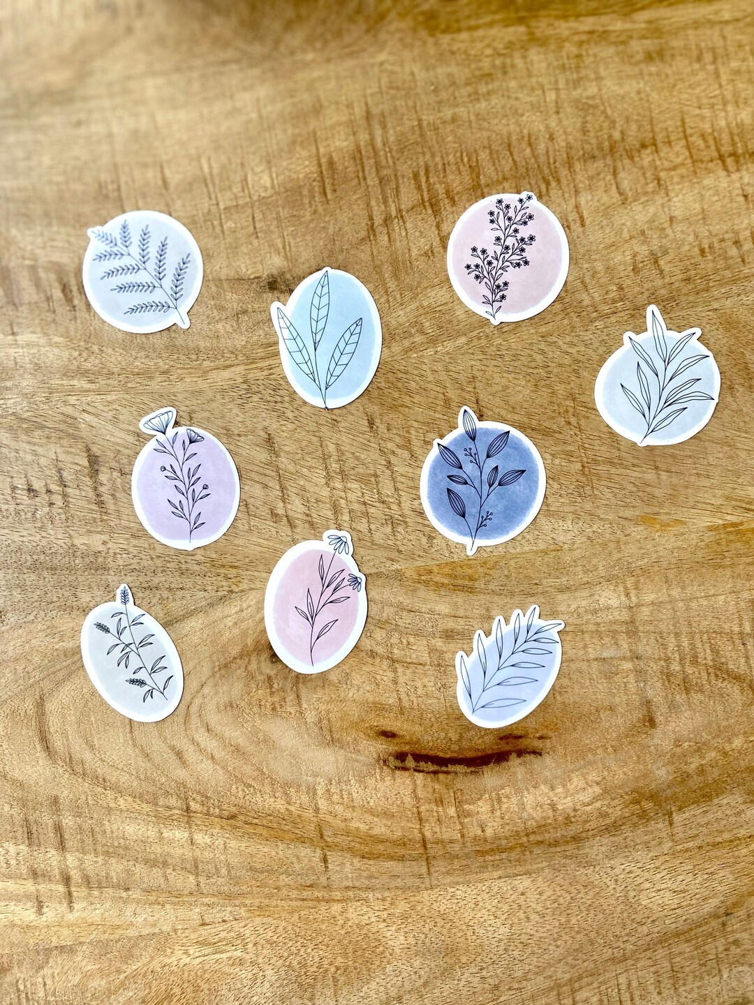 Watercolor and Ink Botanicals, Botanical Stickers, Flower Stickers ...