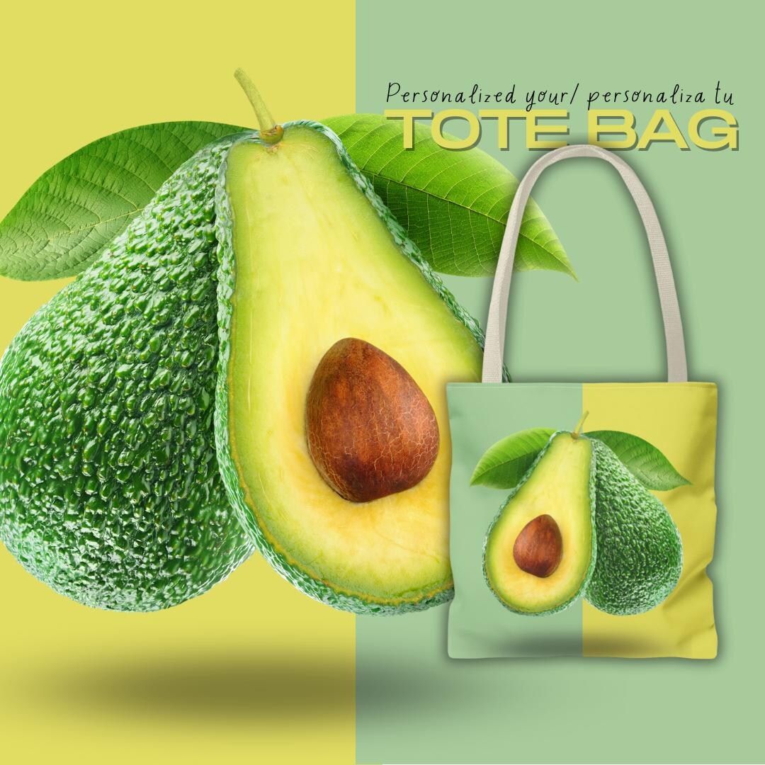 Avocado Canvas Tote Bag Handbag With Fruit Design Freshness and Style ...