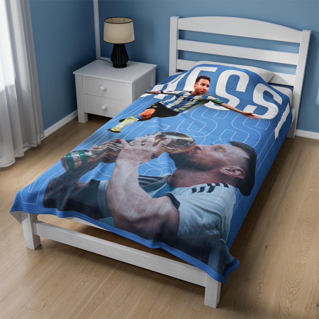 Messi Inspired Velveteen Plush Blanket, Cozy Sports Fan Gift, Home ...