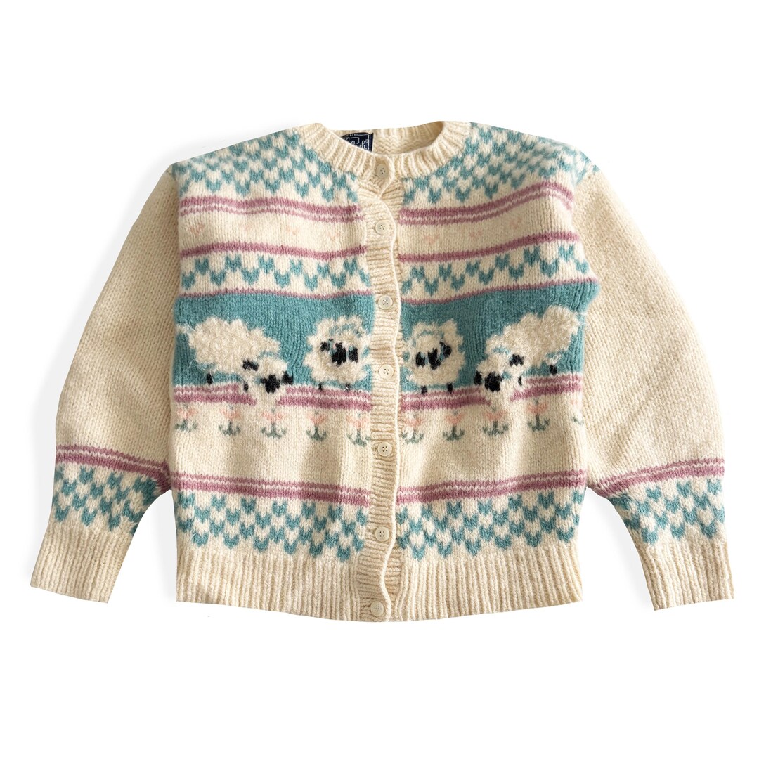 Vintage the WOOLRICH Sheep Wool Cardigan Cottagecore Sweater / Easter ...
