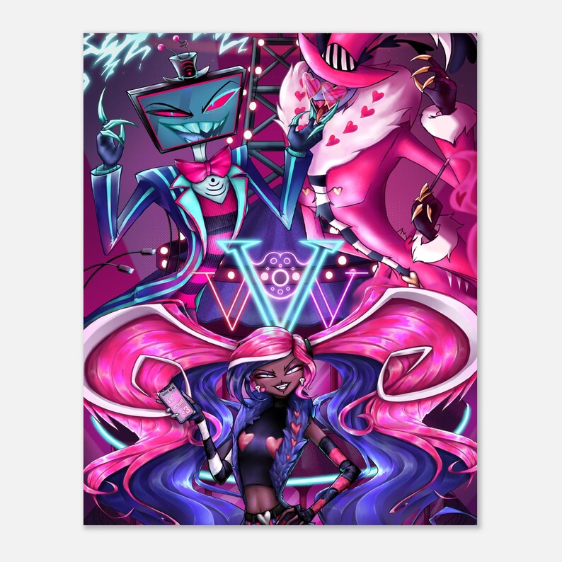 Hazbin Hotel the Vees Poster - Vox, Velvette & Valentino (8x10" or ...
