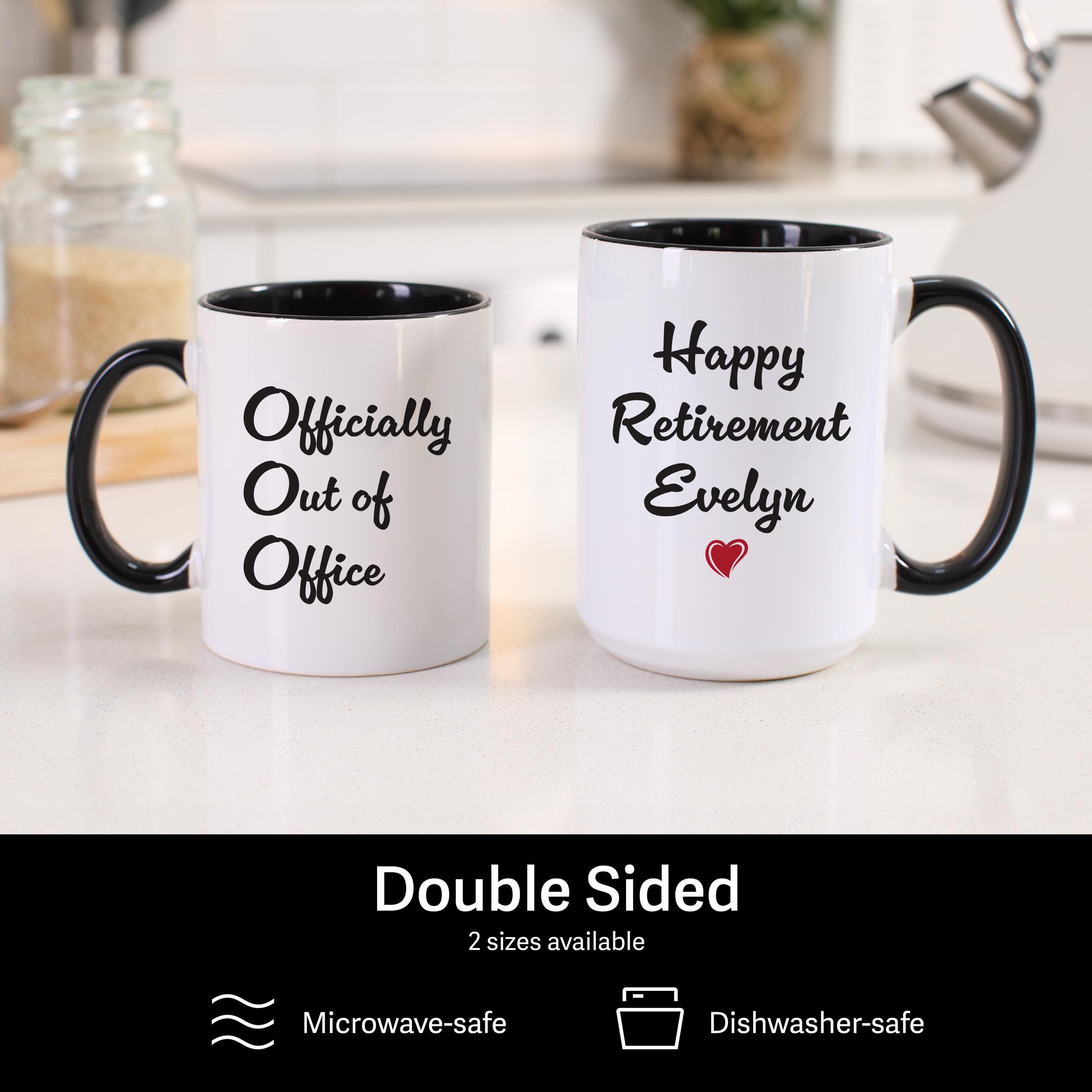 Personalized Retirement Coffee Mug, Officially Out of Office ...