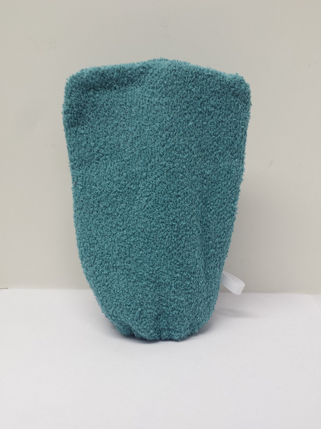 Light Teal Hand Elastic Washcloth Mitt, Make-up Remover, Bath Aid ...