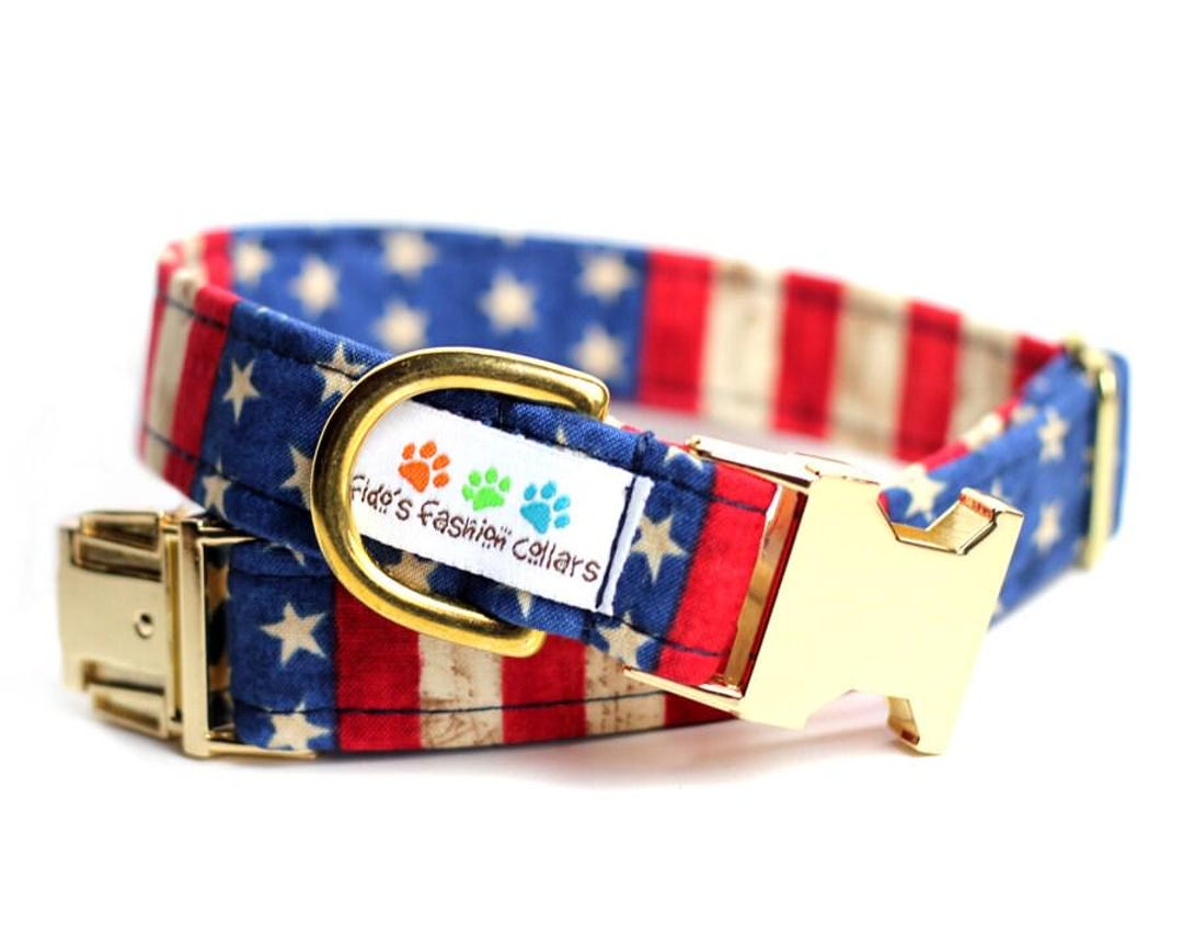Personalized American Flag Dog Collar, USA Dog Collar, Personalized Dog ...
