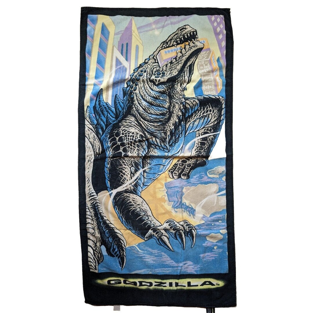 Rare Vintage Godzilla 1998 Movie Beach Bath Full Color Promotion Towel ...