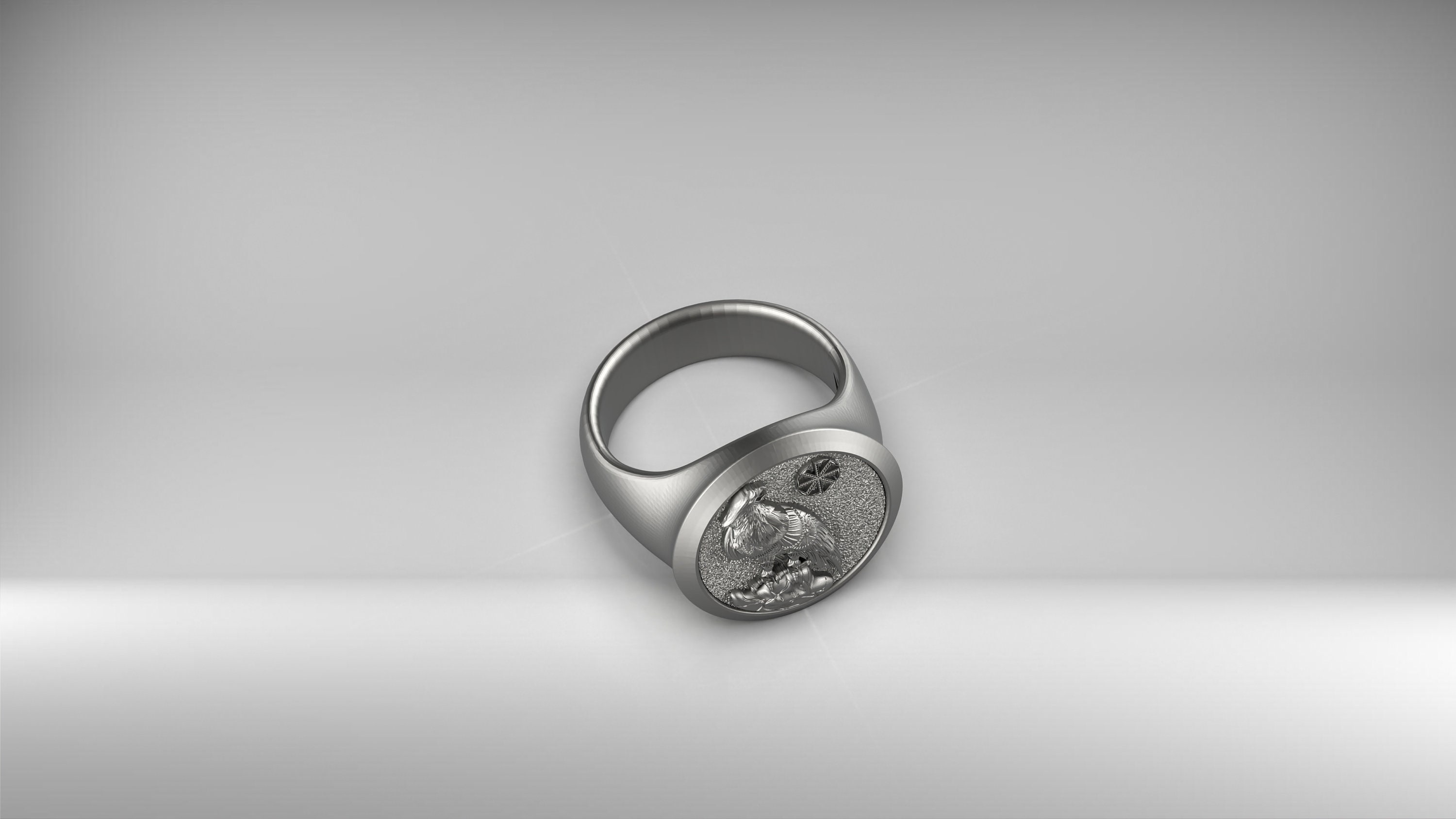 Viking Raven Bird of Prophecy Sterling Silver Men Ring, Engraved Pinky ...