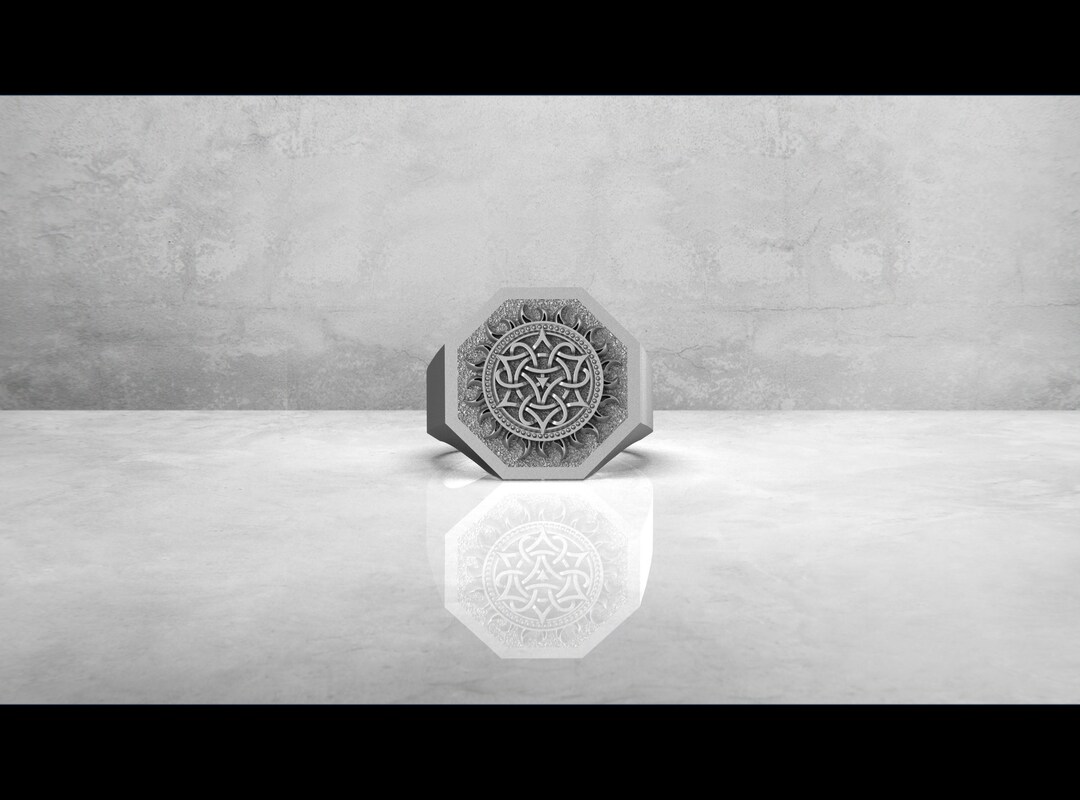 Celtic Knot Signet Ring Silver Men, Silver Viking Ring, Medieval Ring ...