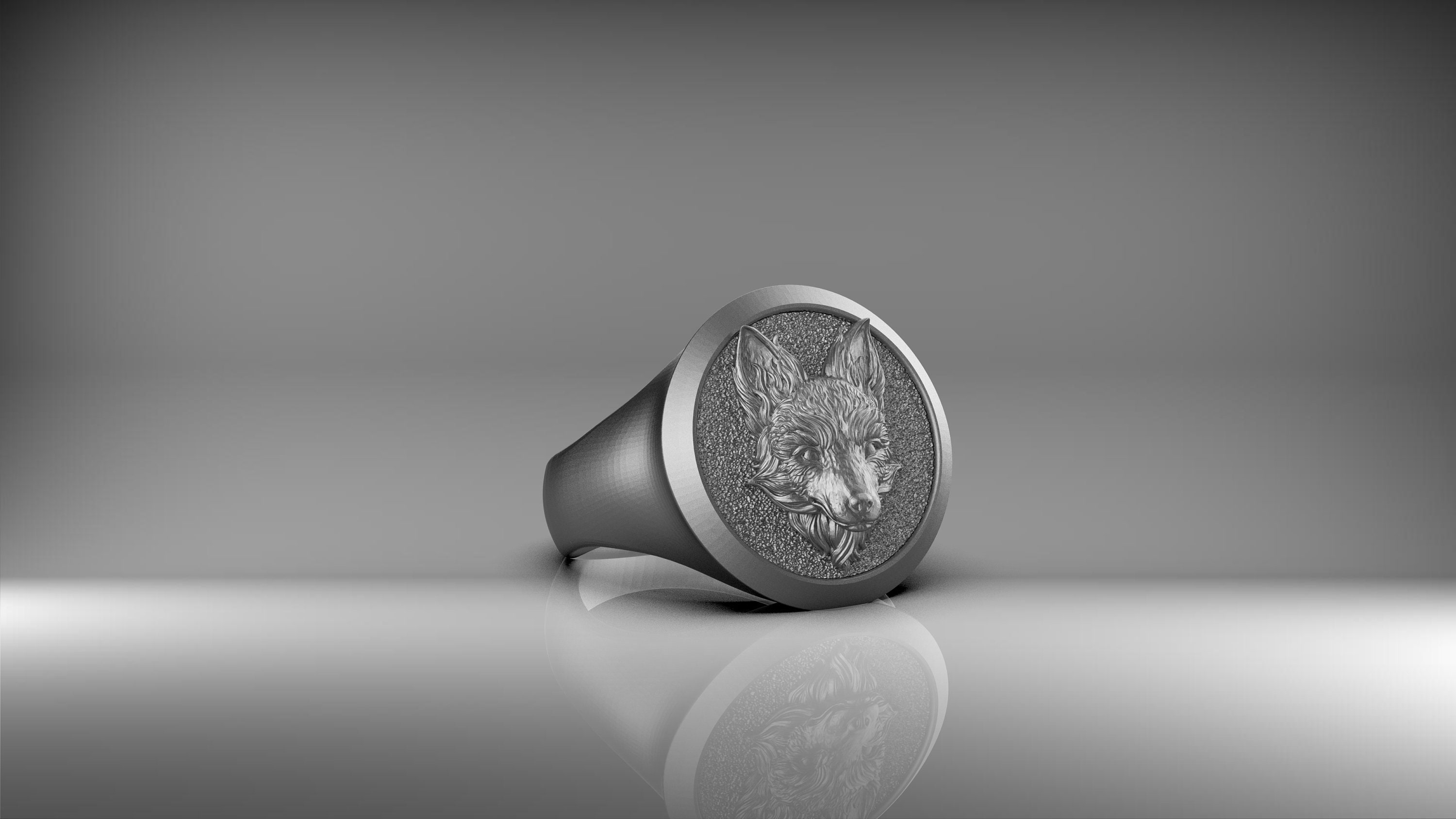 Engraved Wolf Signet Ring for Men, Sterling Silver Norse Mythology ...