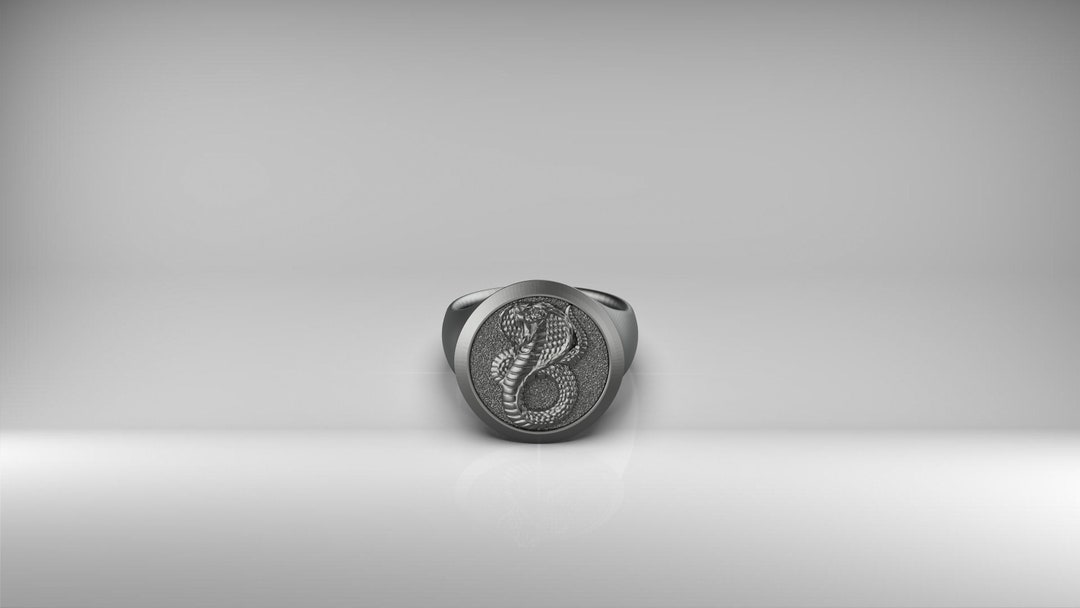 King Cobra Snake Signet Ring Men, Signet Ring Sterling Silver, Men's Jewelry Gift, King Cobra ...