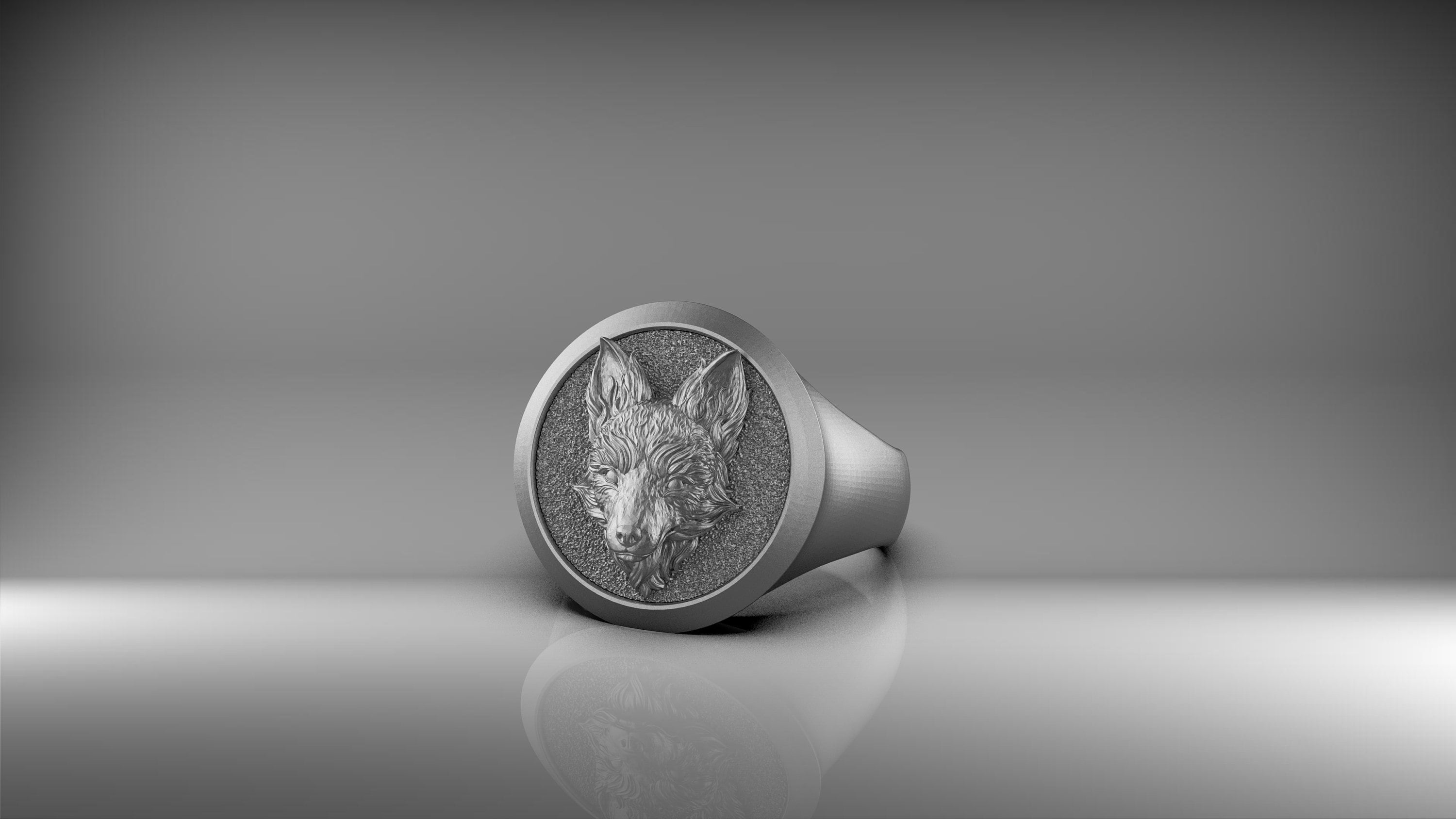 Engraved Wolf Signet Ring for Men, Sterling Silver Norse Mythology ...