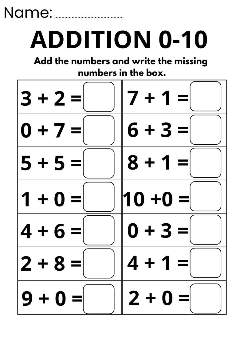 Addition Worksheets 0-10 Printable – Math Practice for Kids (5 ...