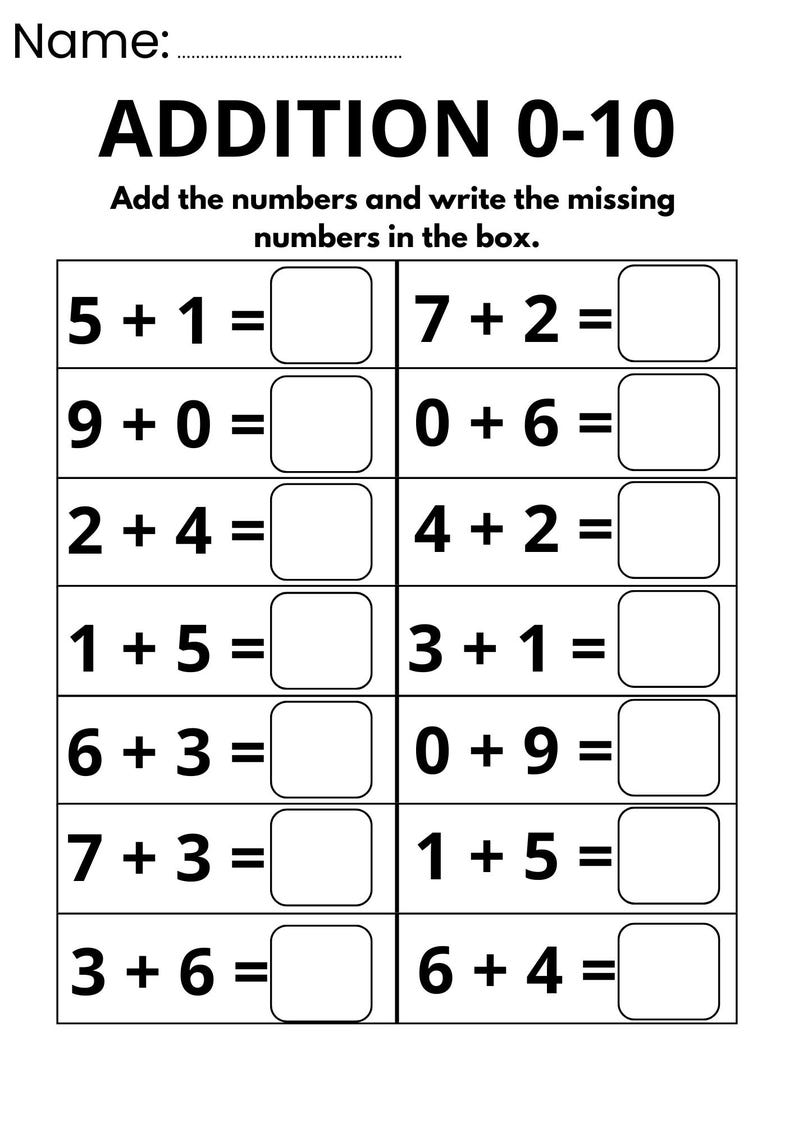 Addition Worksheets 0-10 Printable – Math Practice for Kids (5 ...