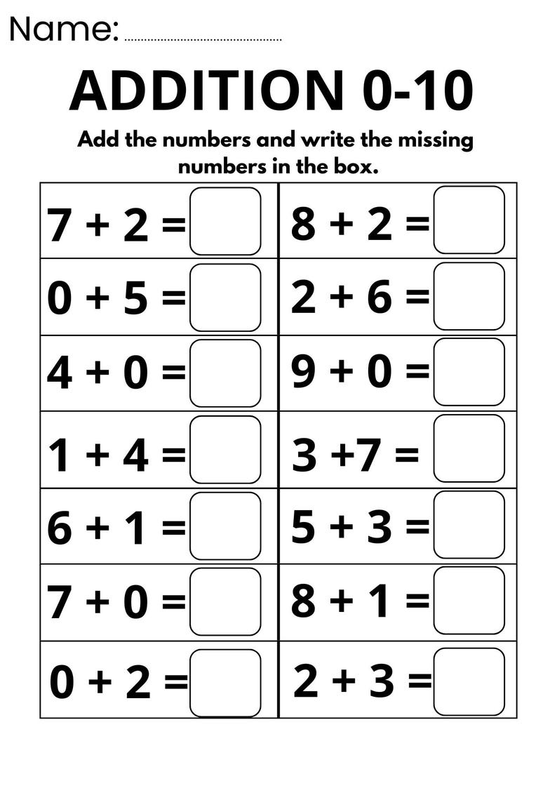 Addition Worksheets 0-10 Printable – Math Practice for Kids (5 ...