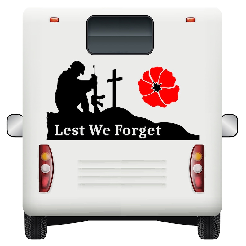 Lest We Forget Remembrance Day Kneeling Soldier Poppy Day Vinyl Decals ...