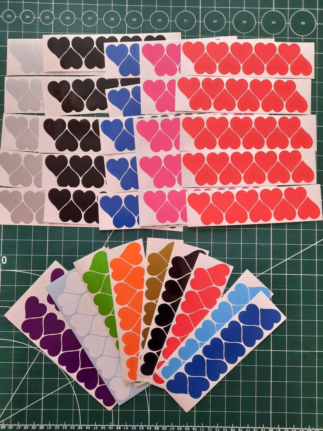 50 Hearts Shape Vinyl Stickers Self-adhesive Card Making Art Craft ...