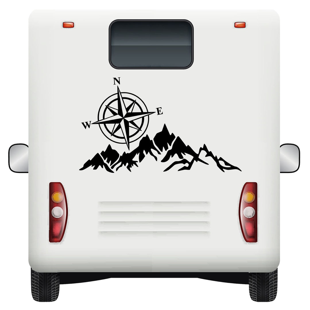 Mountains Compass Car Sticker – Adventure Camper Van Vinyl Decal - Etsy