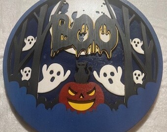 Halloween BOO Ghost Decoration Wood Halloween Door or Wall Sign - Etsy