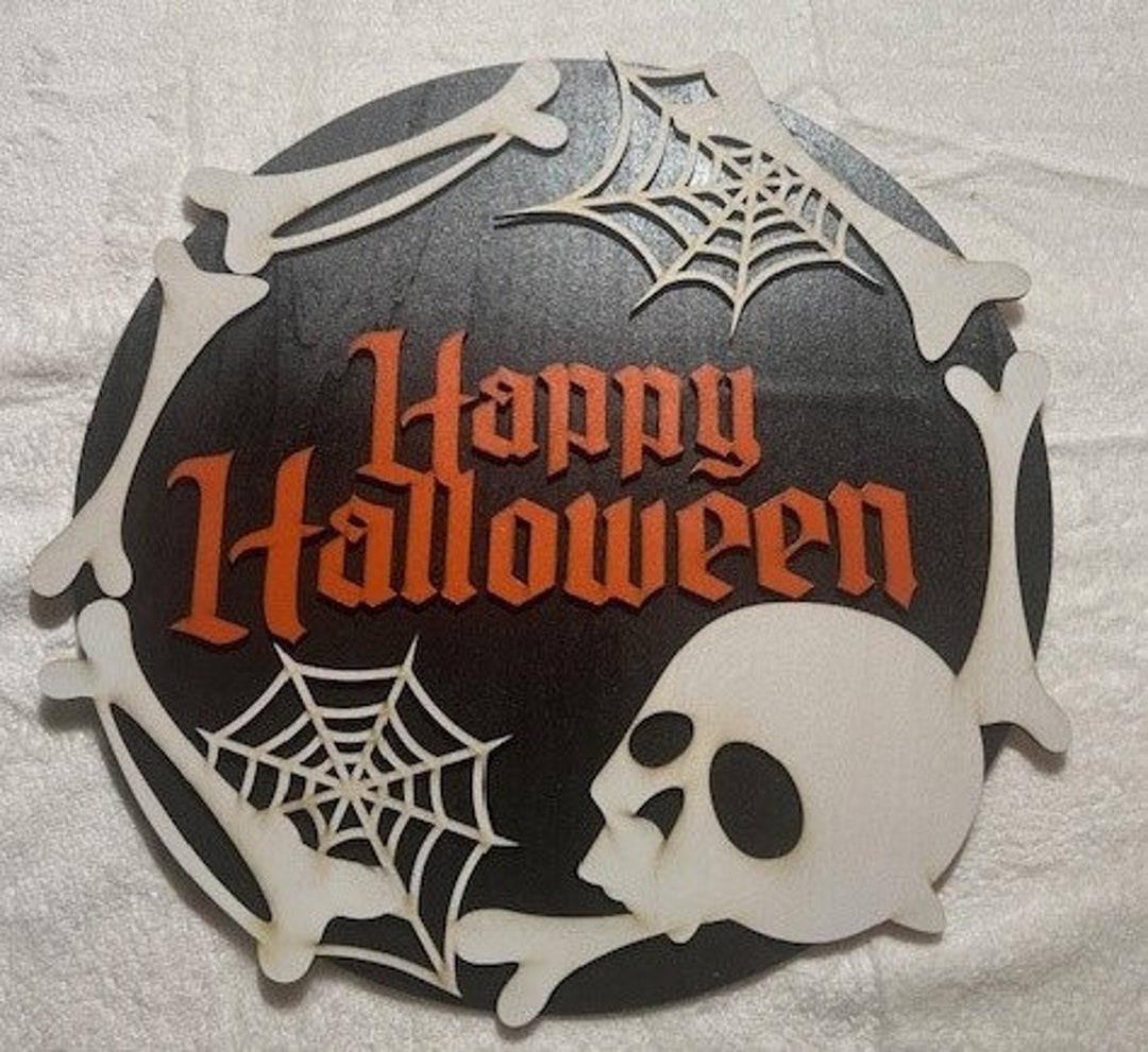 12 Happy Halloween Skull Sign - Etsy